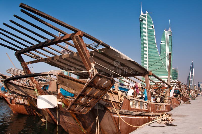 Traditional Arabic Dhow In Bahrain Stock Image - Image of ship ...