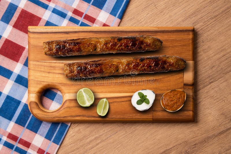 Traditional Arab Food. Meat Kebab. Stock Image - Image of dinner ...