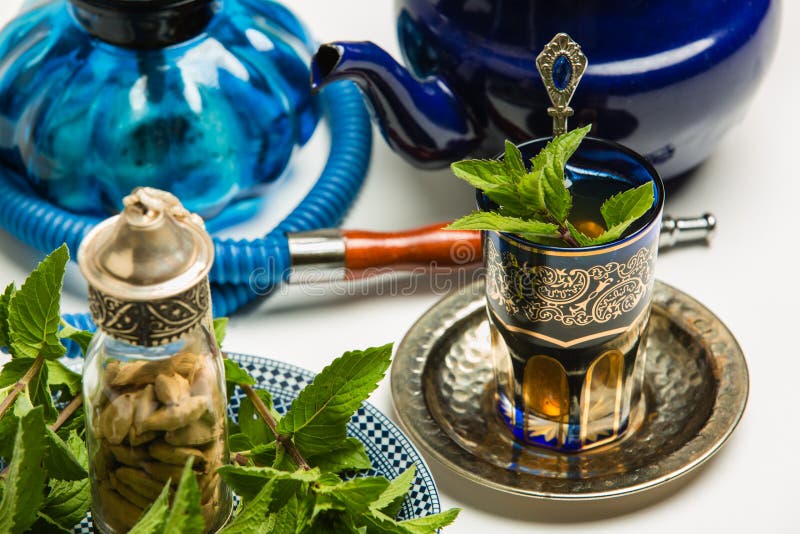 Traditional Arab Mint Tea, White Background Stock Photo - Image of ...