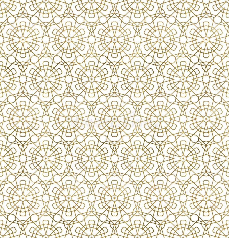 Traditional Arabesque Seamless Pattern. Repeatable Background of Golden ...