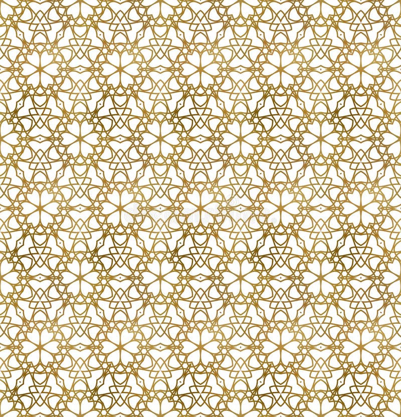Traditional Arabesque Seamless Pattern. Repeatable Background of Golden ...