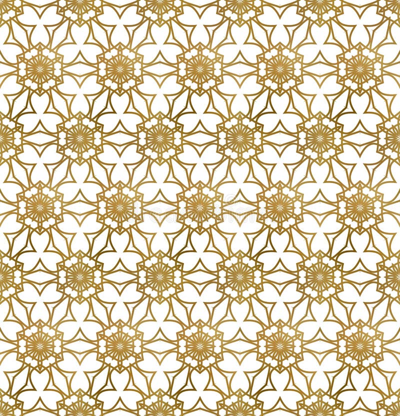 Traditional Arabesque Seamless Pattern. Repeatable Background of Golden ...