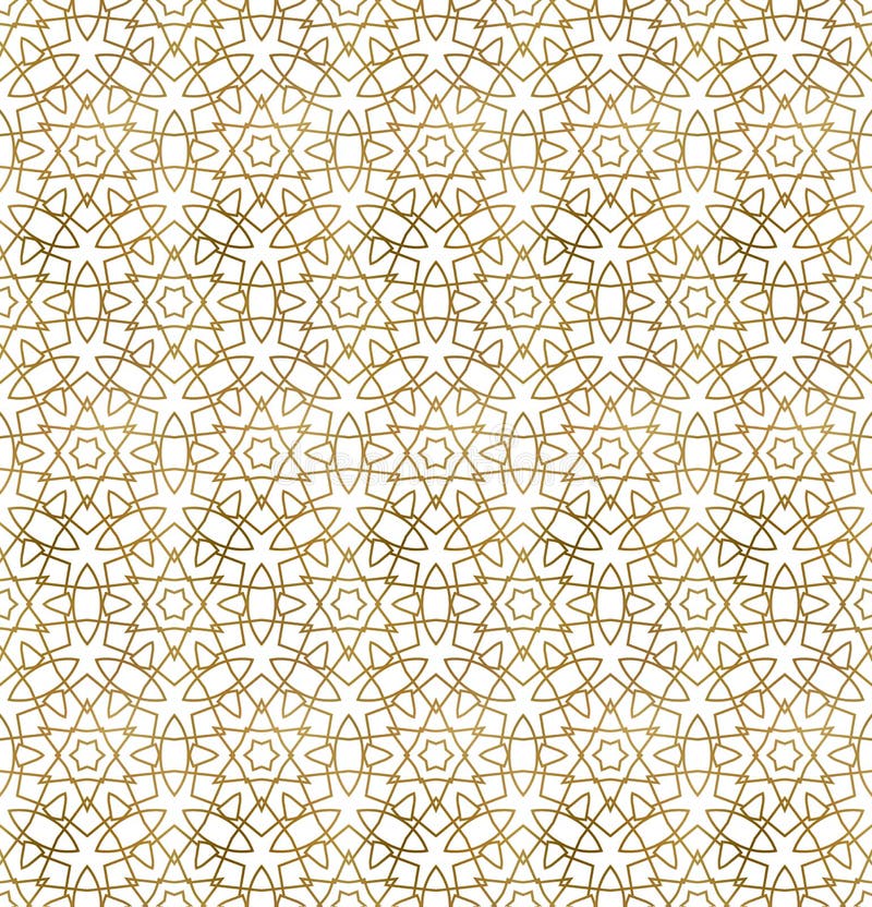 Traditional Arabesque Seamless Pattern. Repeatable Background of Golden ...