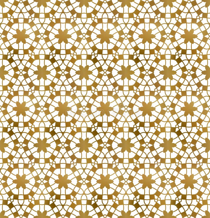 Traditional Arabesque Seamless Pattern. Repeatable Background of Golden ...