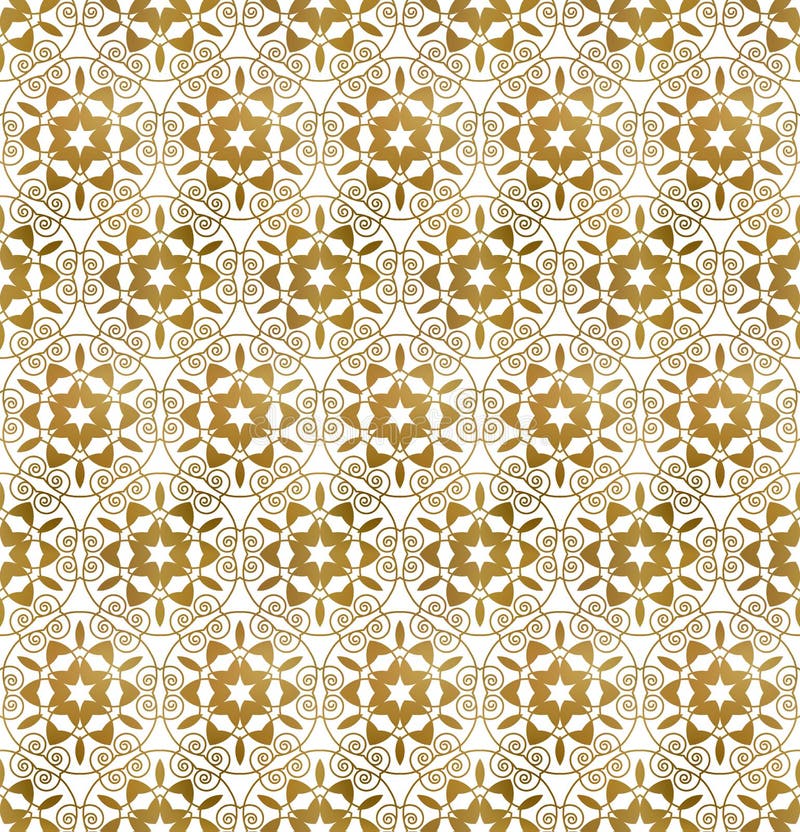 Traditional Arabesque Seamless Pattern. Repeatable Background of Golden ...
