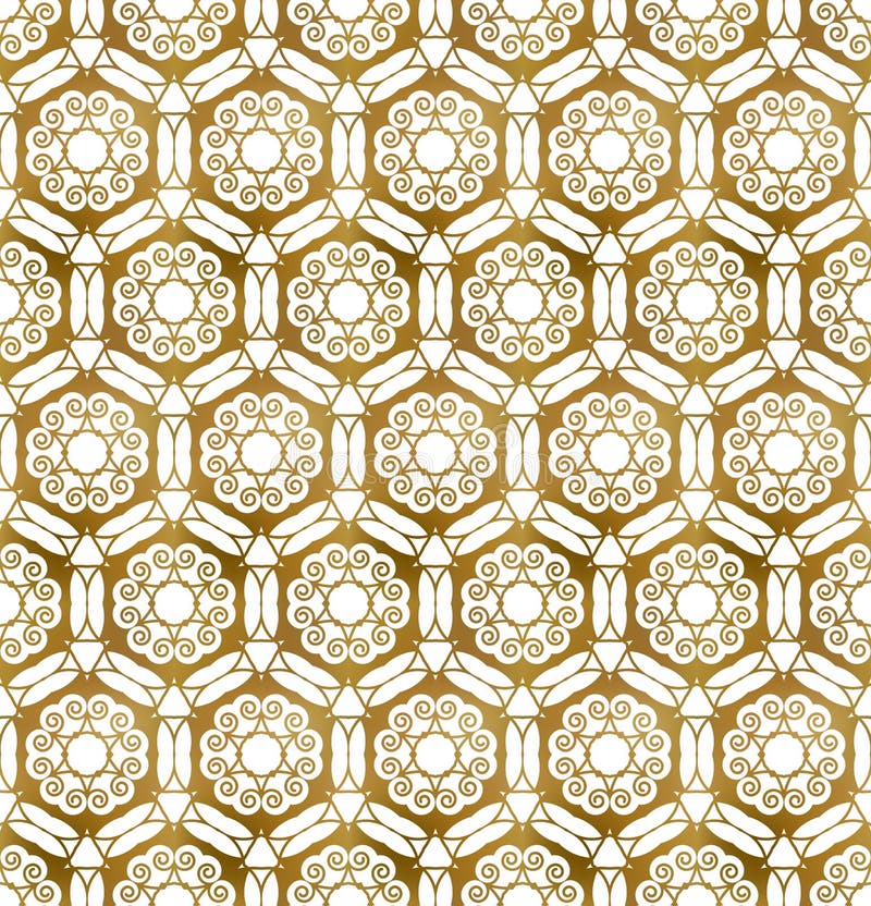 Traditional Arabesque Seamless Pattern. Repeatable Background of Golden ...