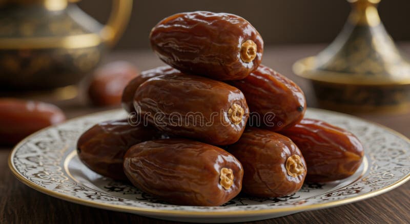 Traditional Arabian Dates Served in a Decorative Plate - Generative AI ...