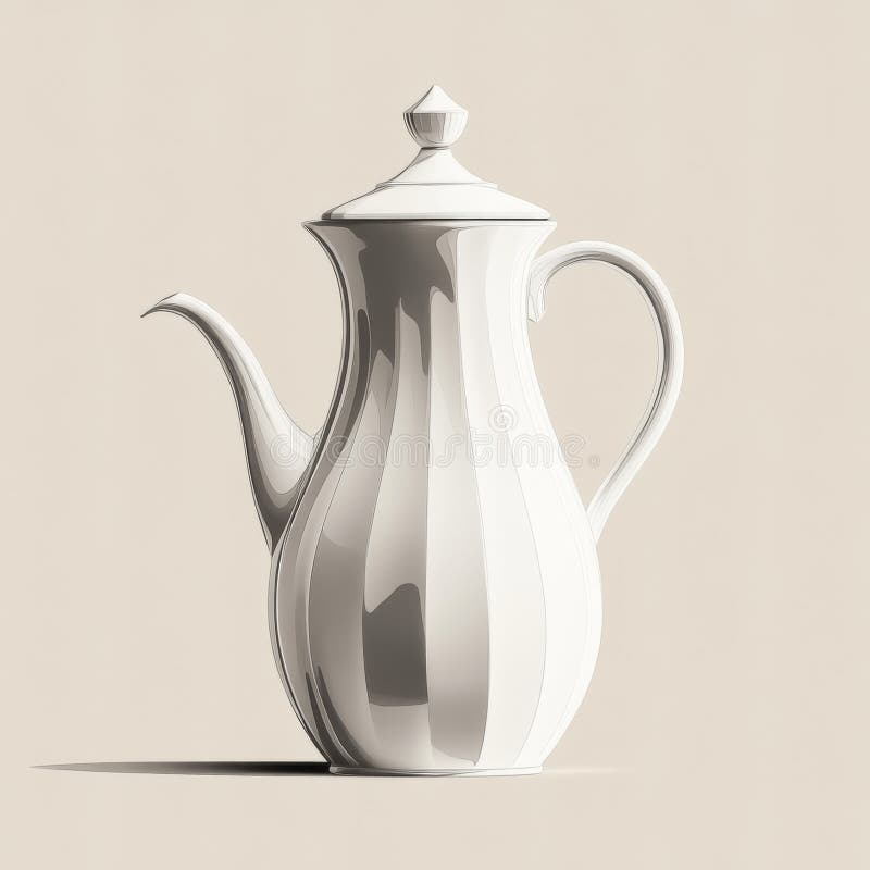 Traditional Arabic Coffee Pot Elegantly Captured in Fine Line Work ...
