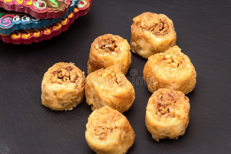 Traditional Arabic Delight Sweets with Cashew Nuts. Eastern Sweets ...