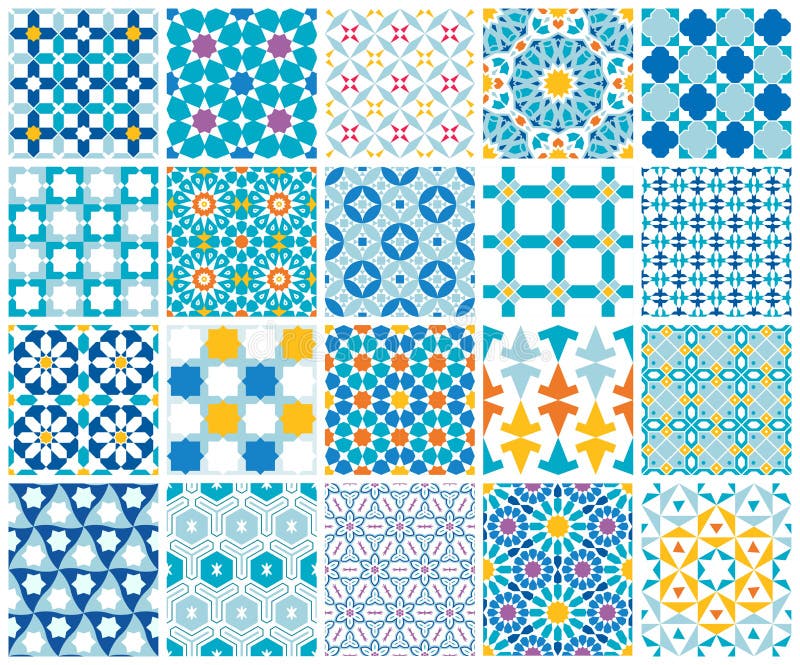 Traditional Arabic Patterns Set Stock Vector - Illustration of alhambra ...