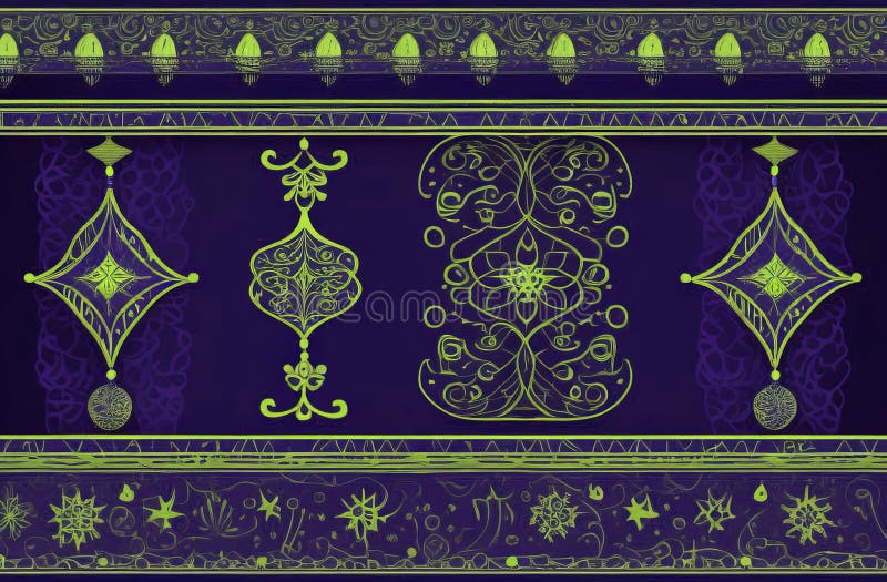 Traditional Arabic Ornament, Gold Pattern on a Blue Background Stock ...