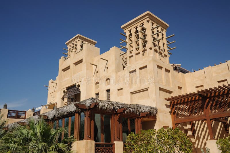 Traditional Arabic Style Building in Dubai Stock Photo - Image of tower ...
