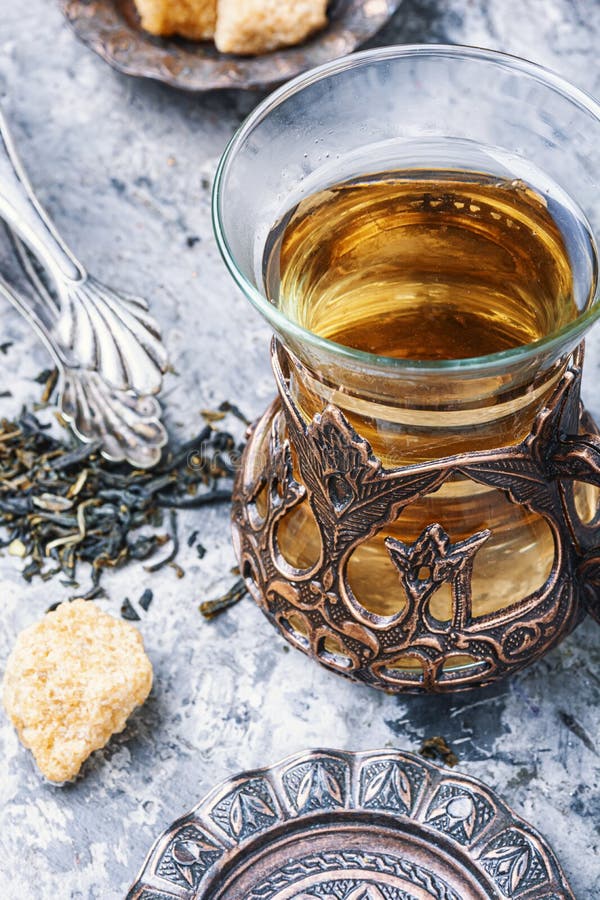 Traditional arabic tea stock image. Image of moroccan - 157630435