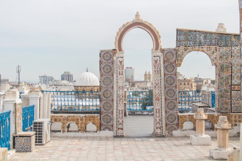 Traditional Arc. Terrace of Medina, Tunis Stock Image - Image of ...