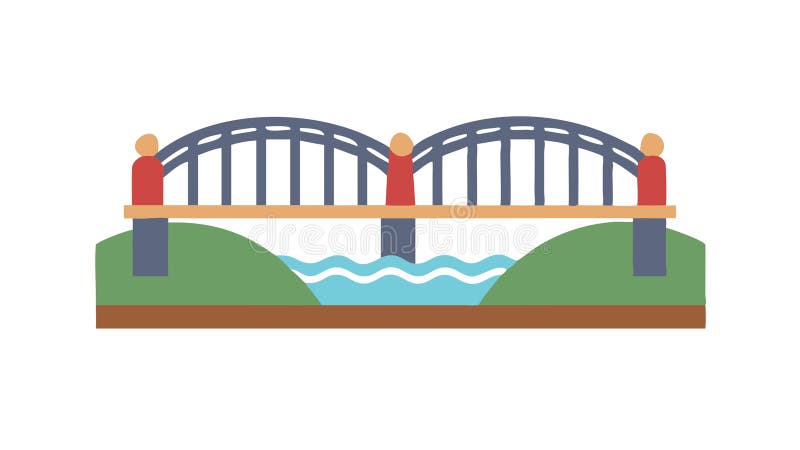 Traditional Arch Bridge with Landscape, Historical Pathway, Vector ...