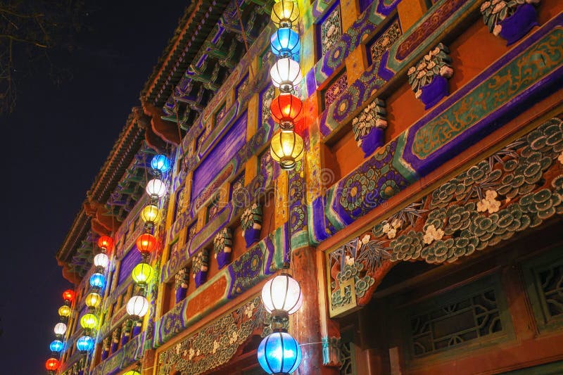 Traditional Architecture with Colorful Lantern Stock Image - Image of ...