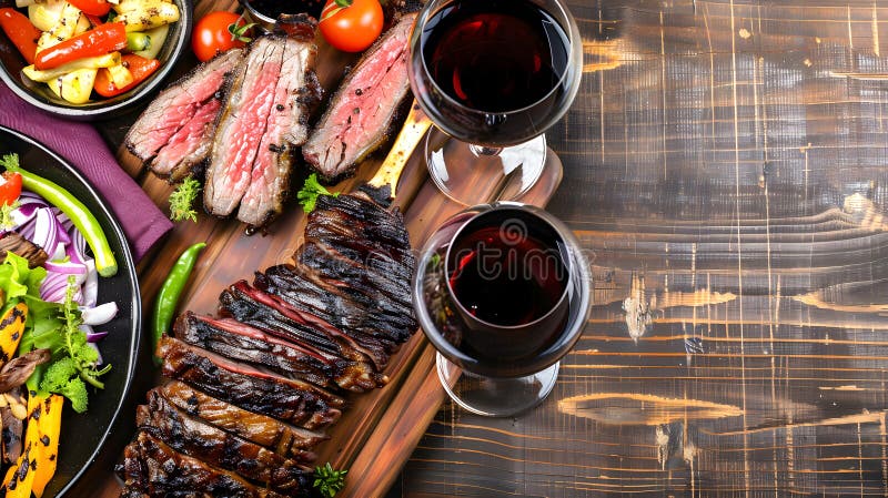 Traditional Argentine Feast with Asado and Wine on Rustic Table ...