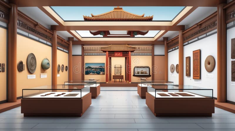 Traditional Art Gallery with Cultural Exhibits and Architectural ...