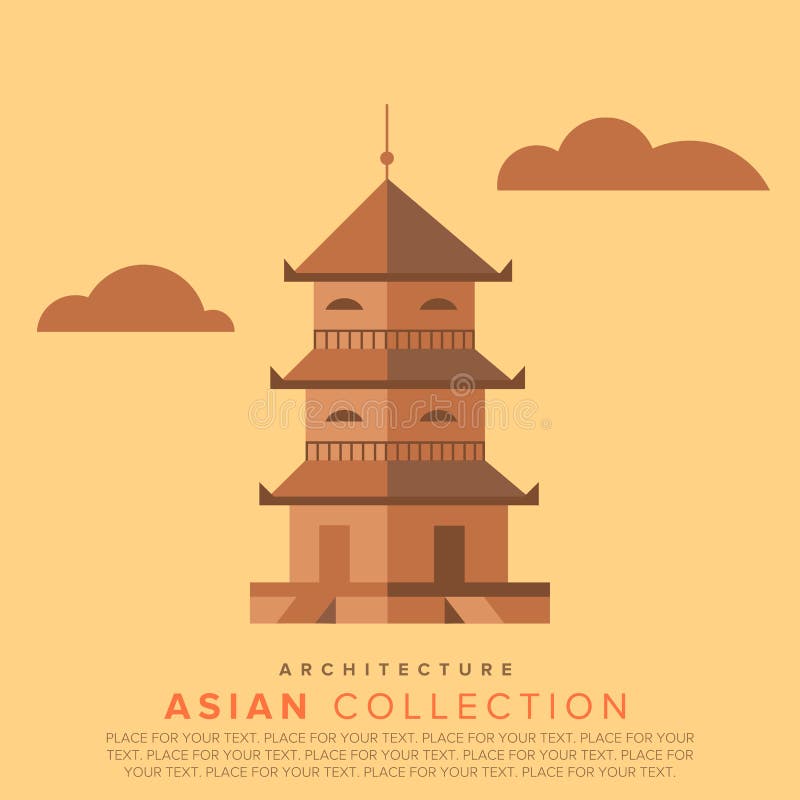 Traditional Asian Architecture. Stock Vector - Illustration of religion ...