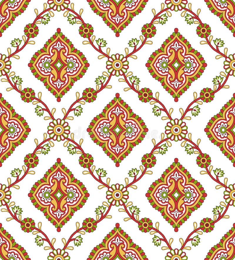 Traditional Asian Damask Pattern Design Stock Illustration ...