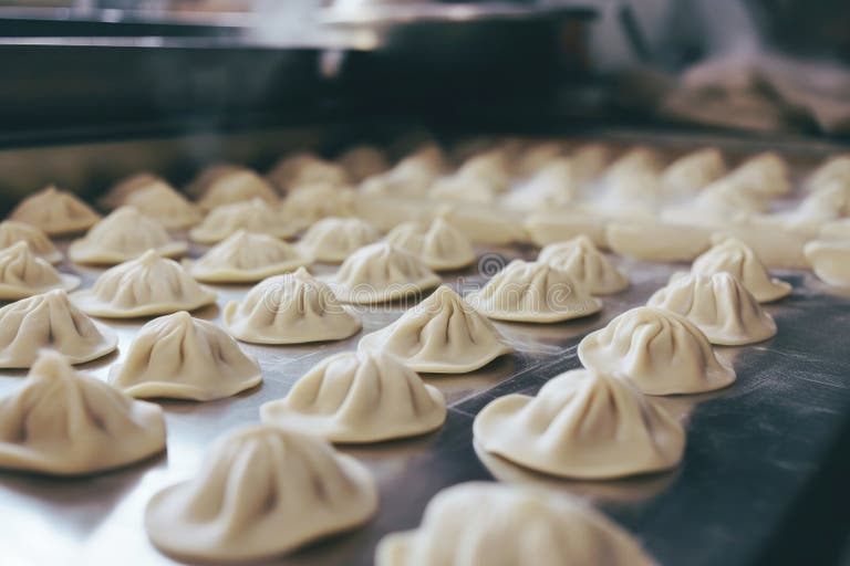 Traditional Asian Dumplings Manufacturing Process Stock Image - Image ...