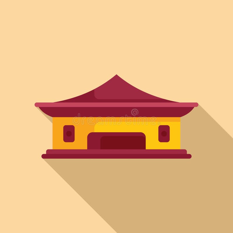 Traditional Asian House Building with Long Shadow Stock Illustration ...