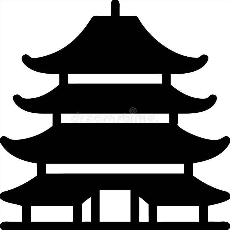 Traditional Asian Pagoda Silhouette Vector Design for Cultural and ...