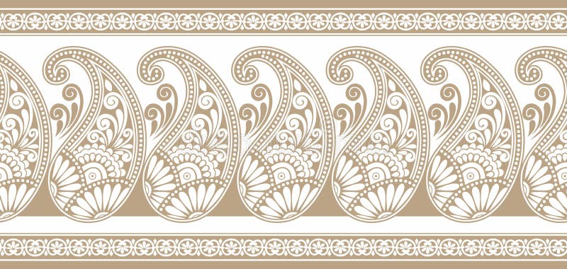 Traditional Asian Paisley Border Design Stock Vector - Illustration of ...