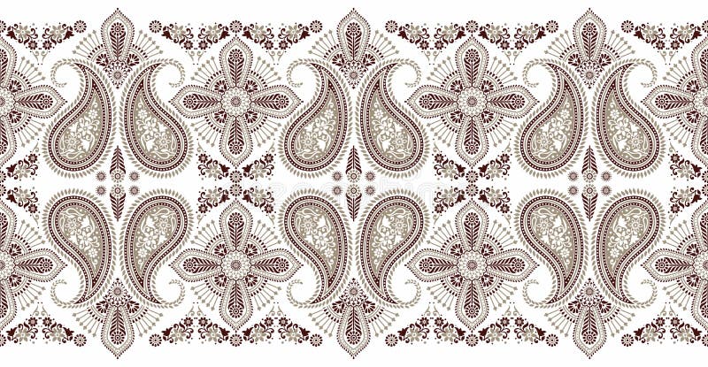 Traditional Asian Paisley Border Design Stock Vector - Illustration of ...