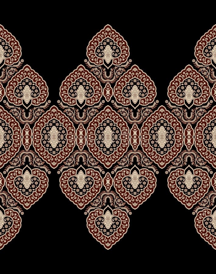 Traditional Asian Paisley Border Design. Border Digital Textile Flowers ...