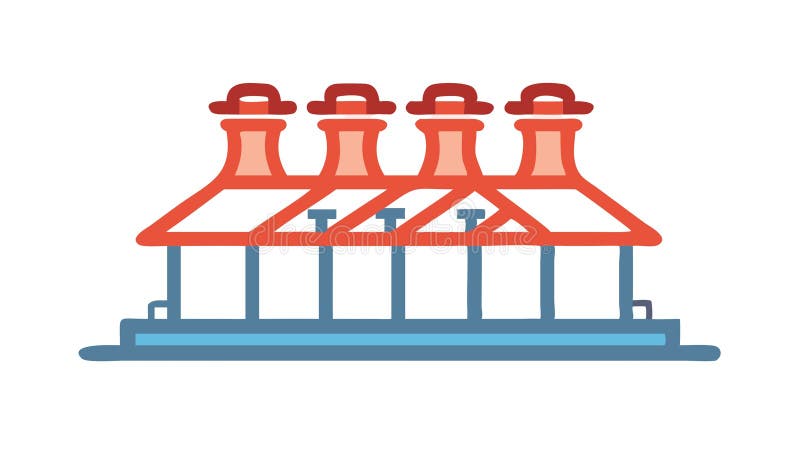 Traditional Asian Structures with Red Roofs and Pillars, Vector Design ...