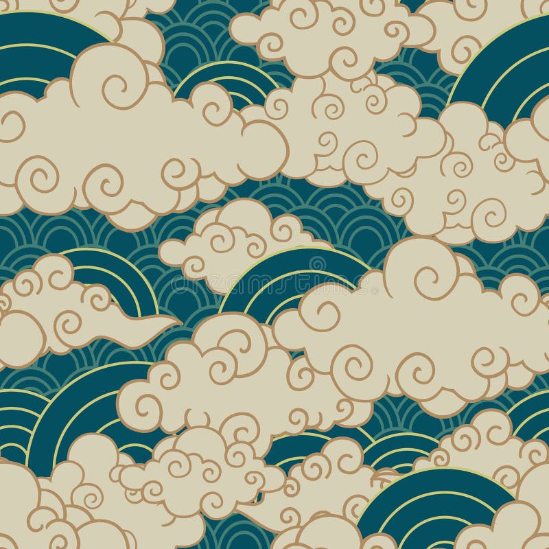 Traditional Asian Style Cloud Wave Background Stock Illustration ...