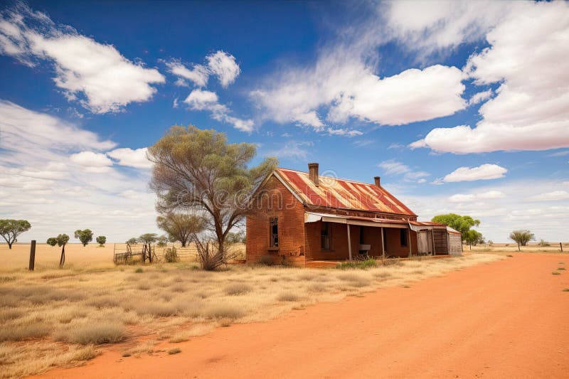 Traditional Australia Farm House in the Outback Stock Illustration ...