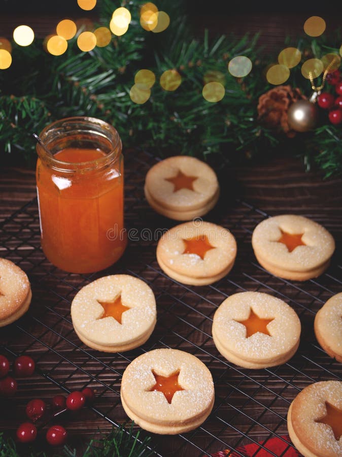 Traditional Austrian Christmas Cookies Linzer Biscuits Filled with ...