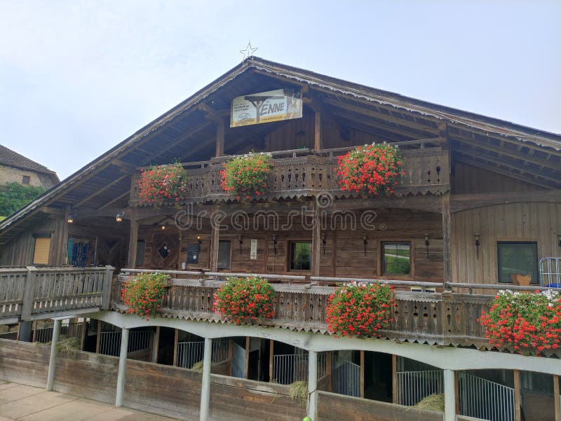 Austrian House with Green Shutters Stock Image - Image of architecture ...