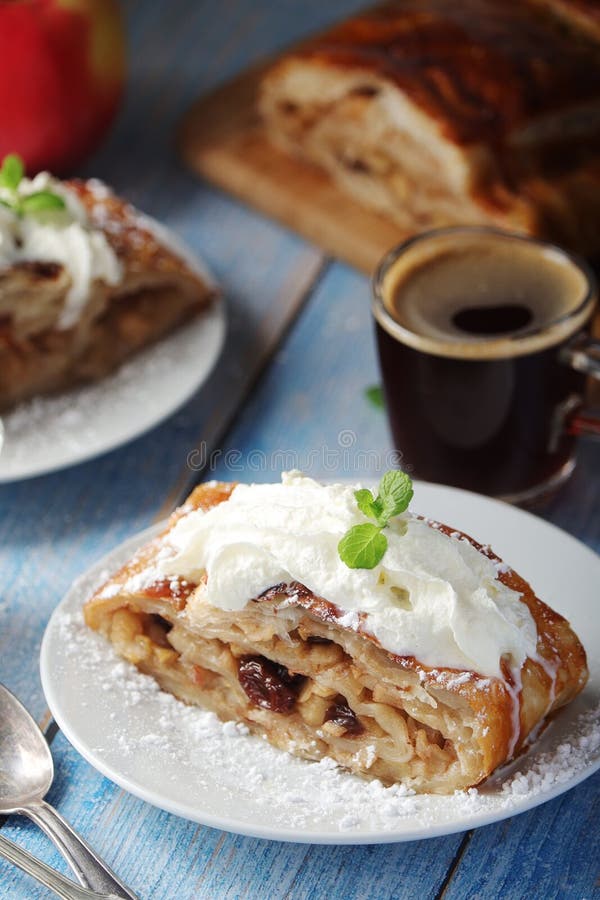 Traditional Austrian Strudel with Apples Stock Image - Image of ...