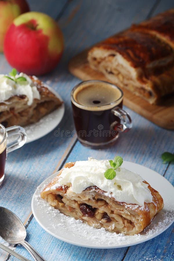 Traditional Austrian Strudel with Apples Stock Image - Image of rustic ...