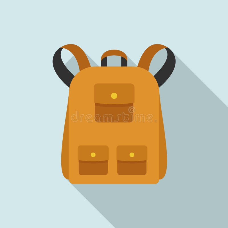 Traditional Backpack Icon, Flat Style Stock Illustration - Illustration ...