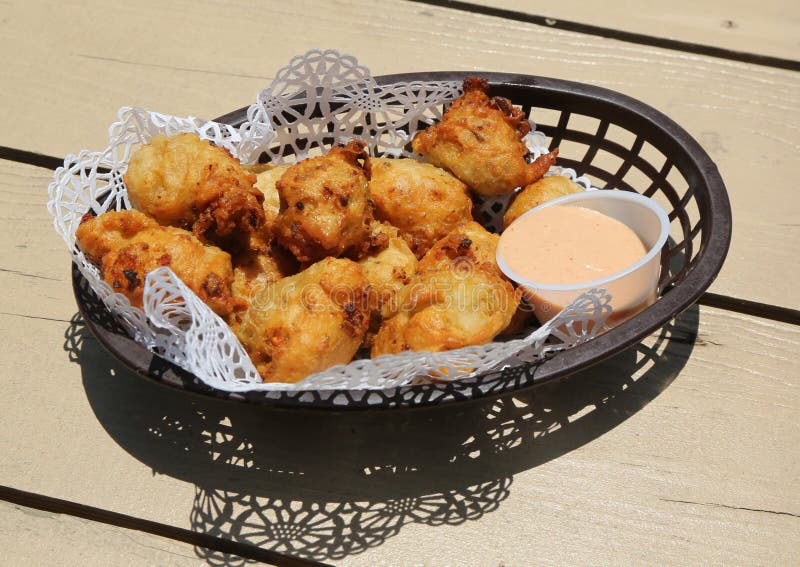 Fried Conch Fritters and French Fries Stock Photo - Image of fritters ...
