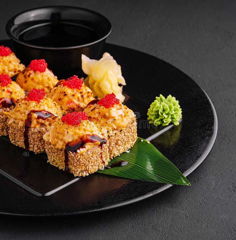 1,042 Traditional Baked Japanese Sushi Black Plate Stock Photos - Free ...