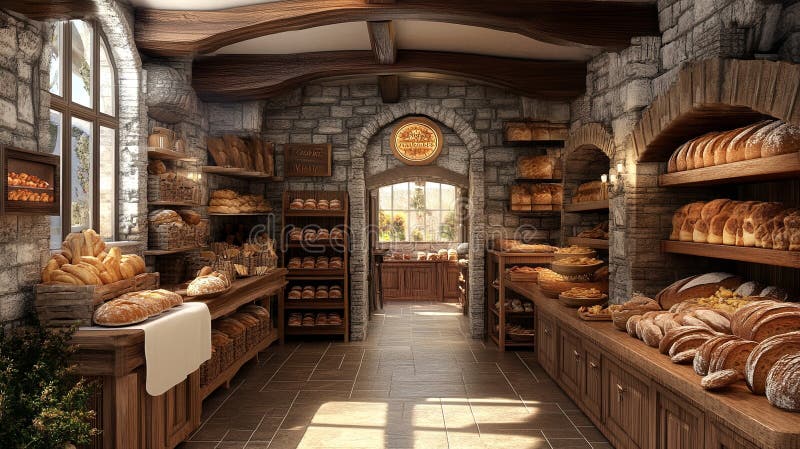 A Traditional Bakery with Freshly Baked Loaves and Pastries on Display ...