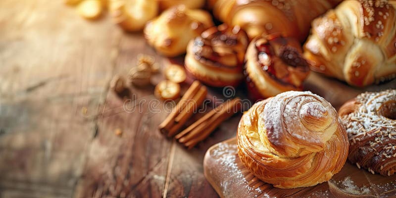 Traditional Bakery Items on Display, Golden and Appetizing, with ...