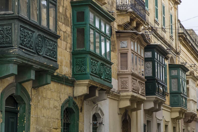 Traditional Balcony Window from Malta Stock Photo - Image of landmark ...