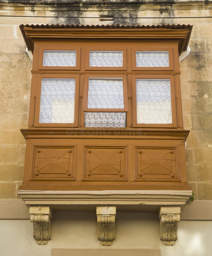 Traditional Balcony Window from Malta Stock Photo - Image of facade ...