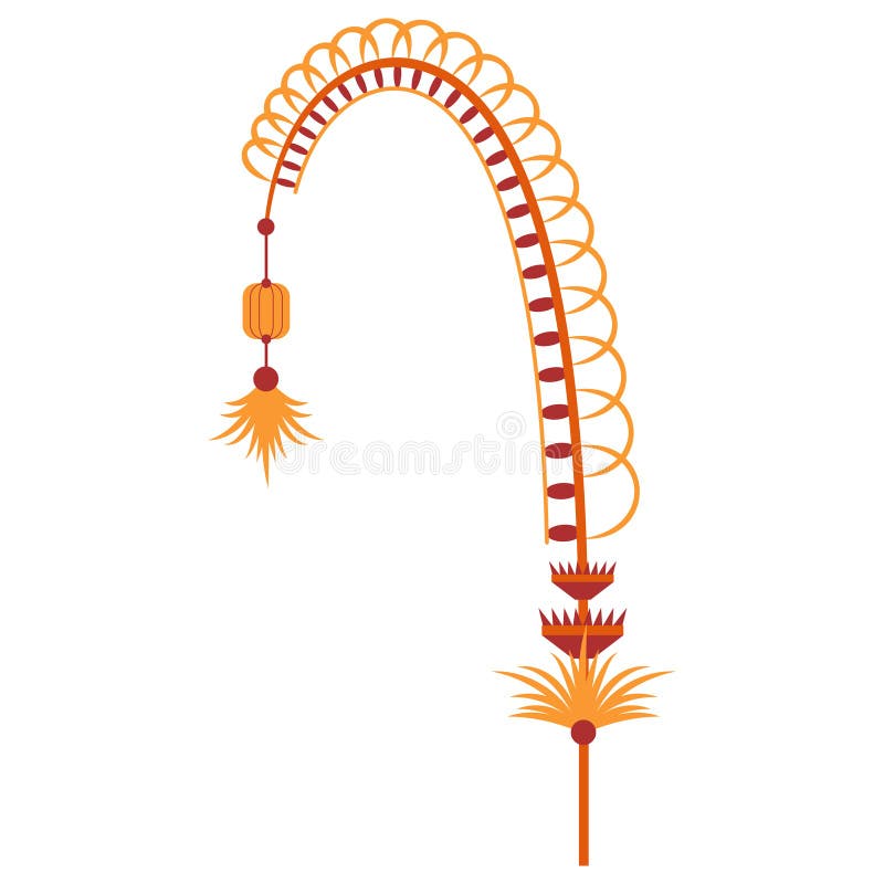 Traditional Balinese Penjor Illustration Stock Vector - Illustration of ...