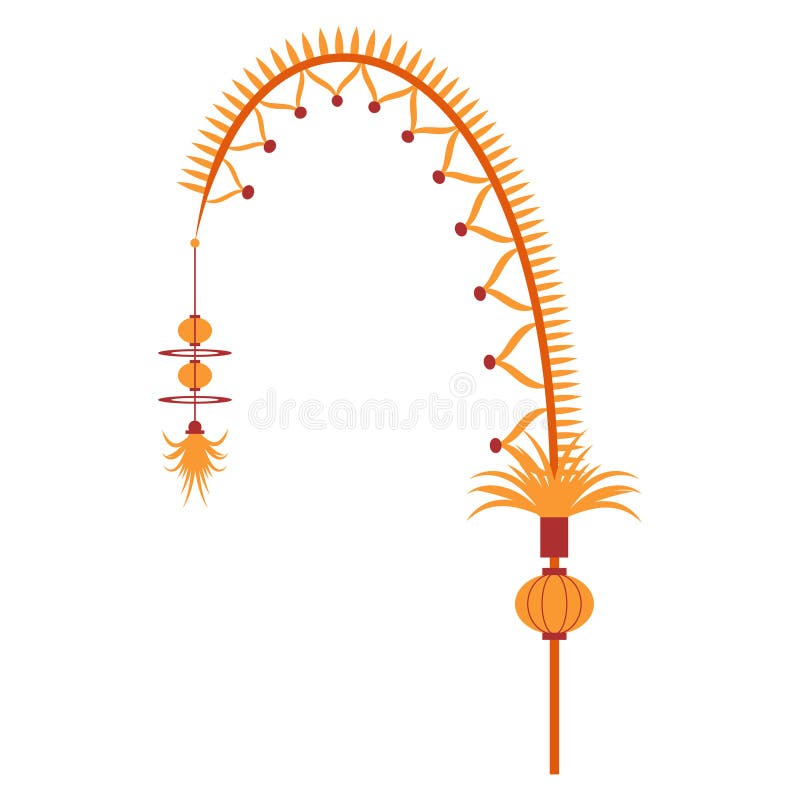 Traditional Balinese Penjor Illustration Stock Vector - Illustration of ...