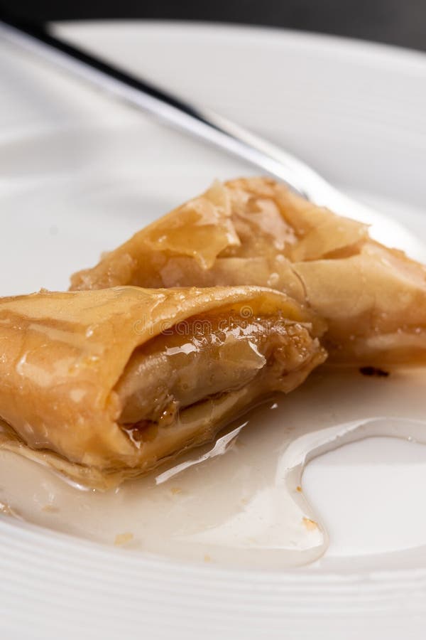 Traditional Balkan Baklava Cake with Walnuts Served on the Plate Stock ...