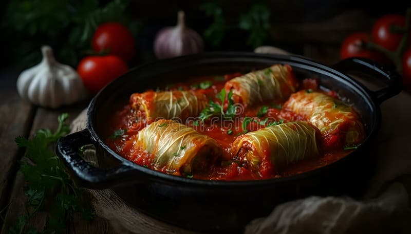 Traditional Balkan Serbian Dish Sarma, in a Rustic Pot Stock Photo ...