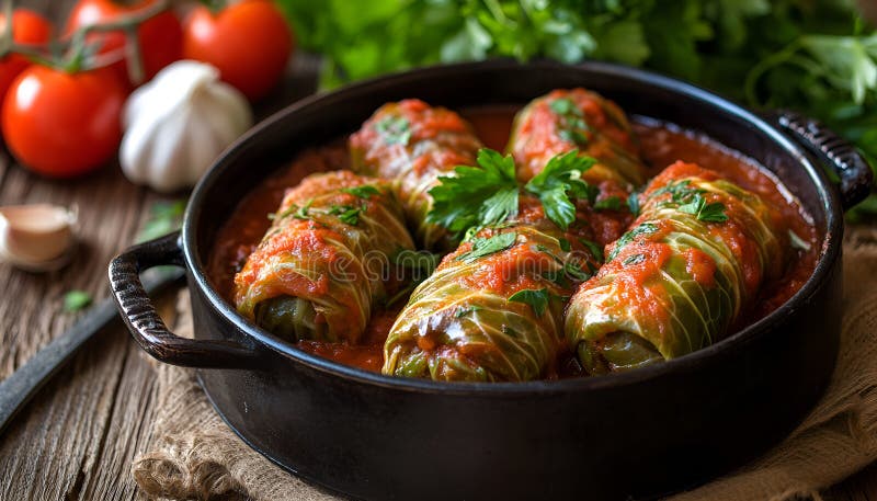 Traditional Balkan Serbian Dish Sarma, in a Rustic Pot Stock Photo ...