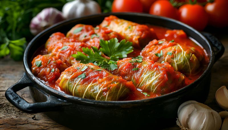 Traditional Balkan Serbian Dish Sarma, in a Rustic Pot Stock Photo ...